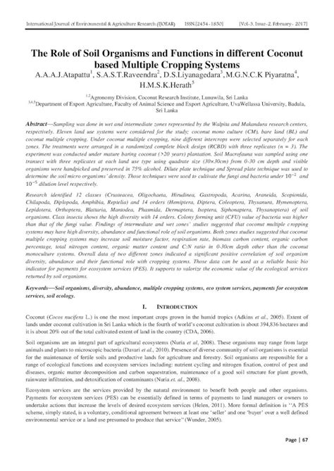 Pdf The Role Of Soil Organisms And Functions In Different · Pdf