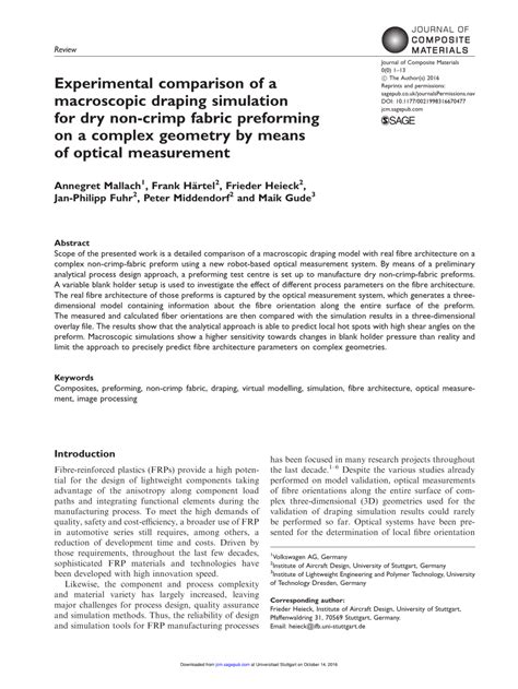 Pdf Experimental Comparison Of A Macroscopic Draping Simulation For