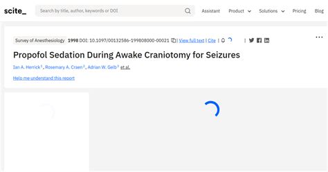 Propofol Sedation During Awake Craniotomy For Seizures Scite Report