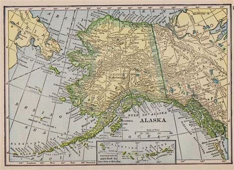 1909 Antique Alaska Map Vintage Map Of Alaska Gallery Wall Art Smap 2245 Art Gallery Wall