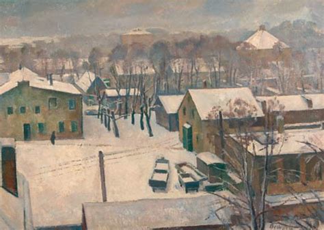 Lothar Bechstein 1884 1936 A Village In Winter Recto A Palm Tree