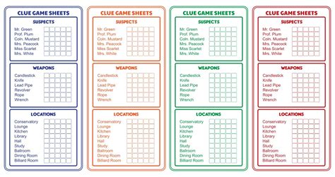 Clue Board Game 10 Free Pdf Printables