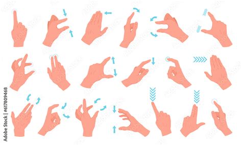 Gadget Screen Touch Gestures Cartoon Hand Gestures Smartphone Screen