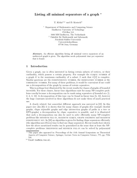 Pdf Listing All Minimal Separators Of A Graph