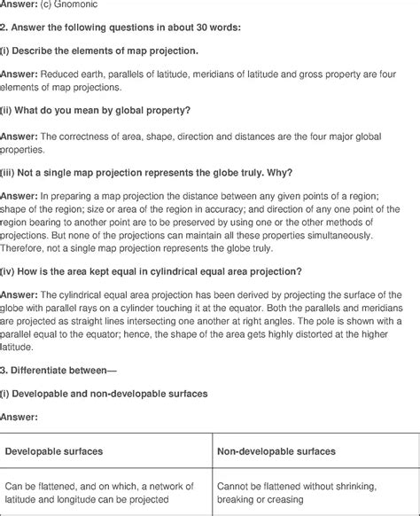 Class 11 Practical Work In Geography Map Projections Solution