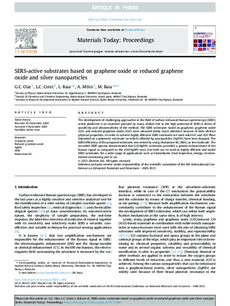 Pdf Sers Active Substrates Based On Graphene Oxide Or Reduced