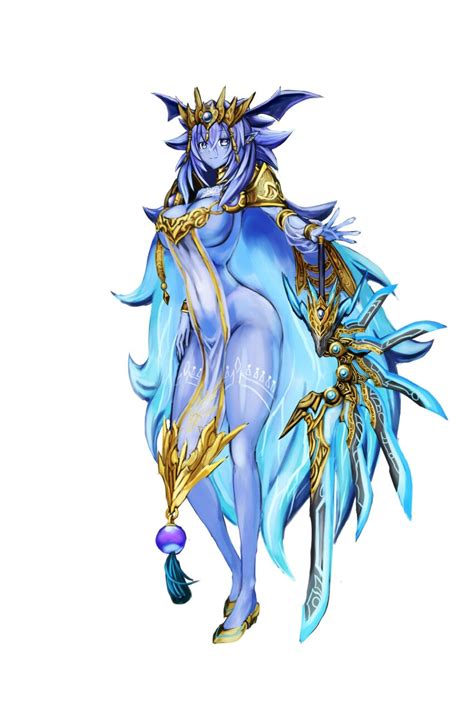 Niziko Dominus Impulse Yu Gi Oh Highres 1girl Blue Eyes Blue Hair Blue Skin Body