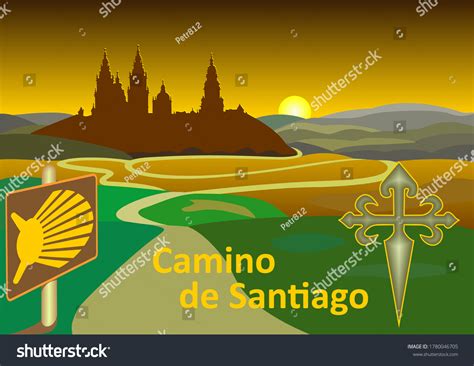 Camino De Santiago English Way Santiago Stock Vector Royalty Free