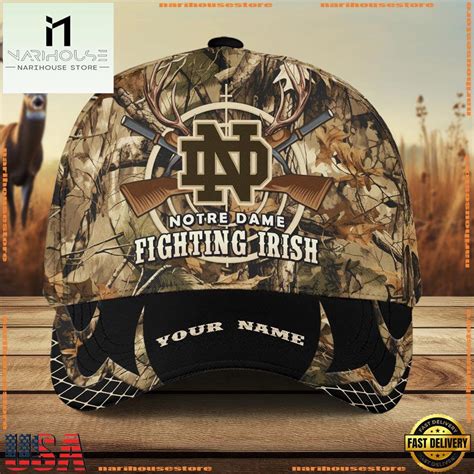 Custom Name Ncaa Notre Dame Fighting Irish Camo Hunting Cap Sport Team