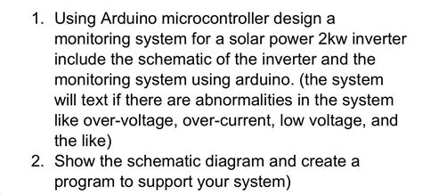 solved 1 using arduino microcontroller design a monitoring