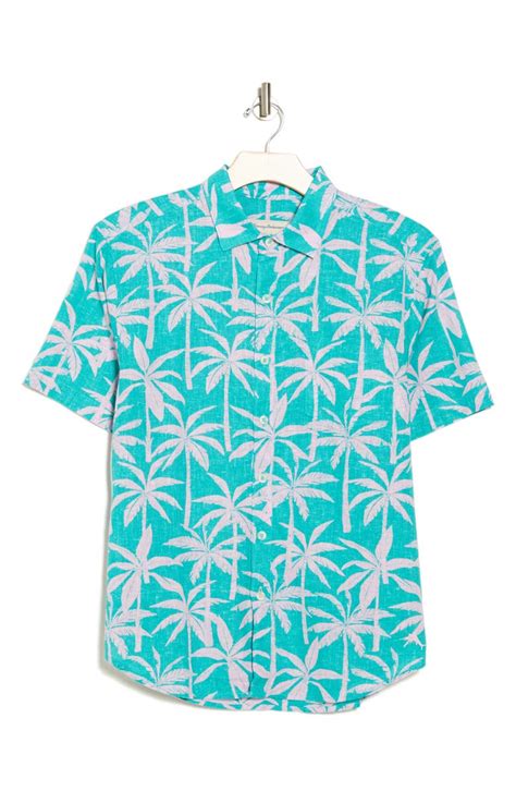 Tommy Bahama Winds Of The Palms Waving Short Sleeve Linen And Cotton