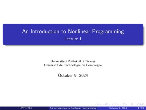 nonlinear programming introduction lecture 1