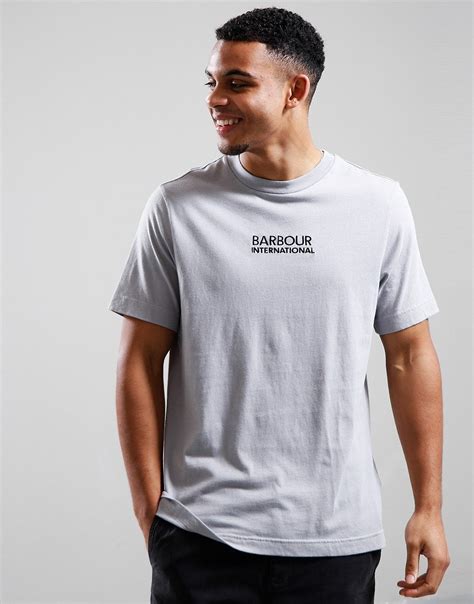 Barbour International Centre Logo T Shirt Grey Terraces Menswear