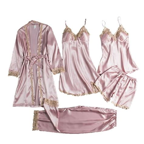 Agkizg Plus Size Womens Silk Satin Bathrobelong Robes For Womens