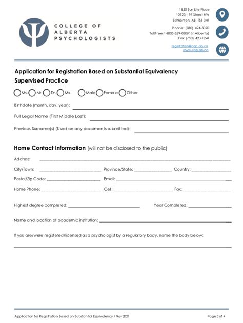 Fillable Online Provisional Psychologist Application Package Pdf Fax Email Print Pdffiller