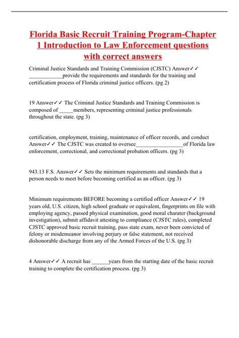Florida Basic Recruit Training Program Chapter 1 Introduction To Law