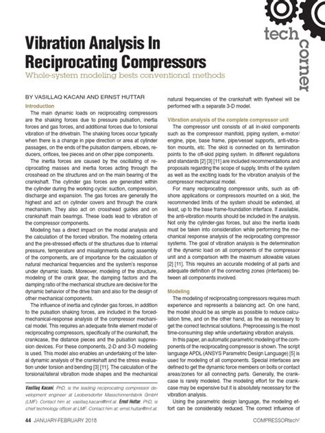 Vibration Analysis In Reciprocating Compressors Vassillaq Kacani Ernst Huttar Pdf