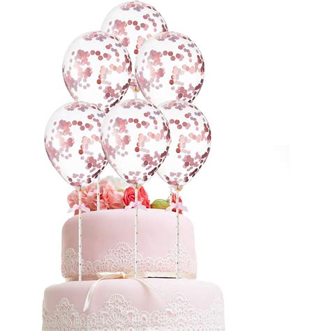 2un Balão Topo Bolo 5 Polegadas Látex C Confete Decoração Festa