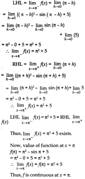 is the function defined by f x x 2 sin x 5 continuous at x π