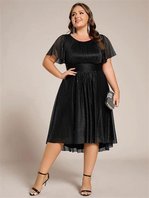 Plus Size Sequin Asymmetrical Midi Wedding Guest Dress Ever Pretty Us