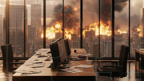 Virtual Background City On Fire Office Funny Office Meme For Meetings