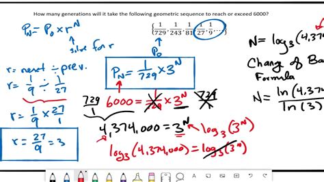 Logarithm Example Geometric Sequence Youtube