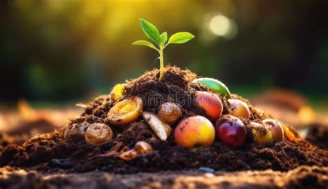 Composting Pile Of Rotten Fruits And Vegetables Turns Into Organic