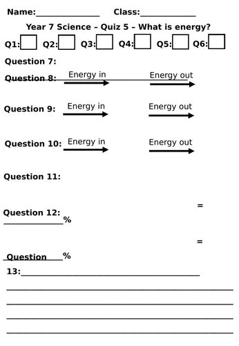 Ks3 Science Energy Energy Transfers Energy Efficiency Teaching