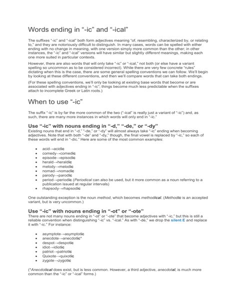 Mastering Ic Vs Ical English Suffix Rules And Word Usage Guide
