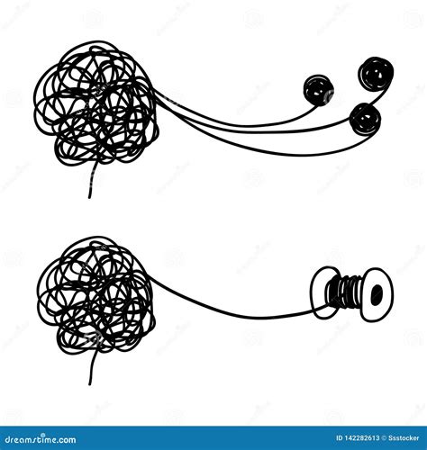 Tangled Brainstorming Beginning And End To Thought Abstract Metaphor Concept Of Solving
