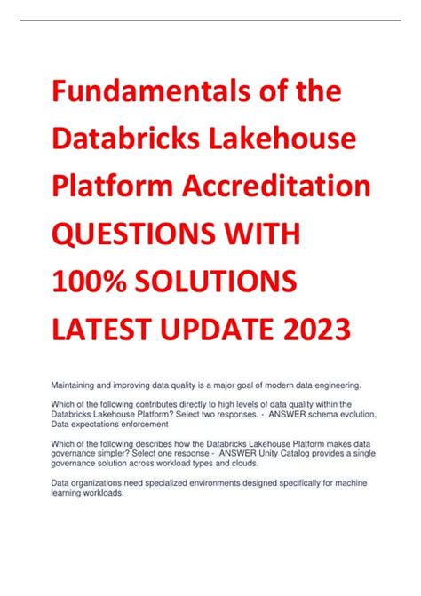 Fundamentals Of The Databricks Lakehouse Platform Accreditation