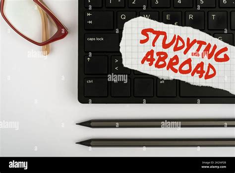 Text Caption Presenting Studying Abroad Internet Concept Learn Outside Of Home In Foreign