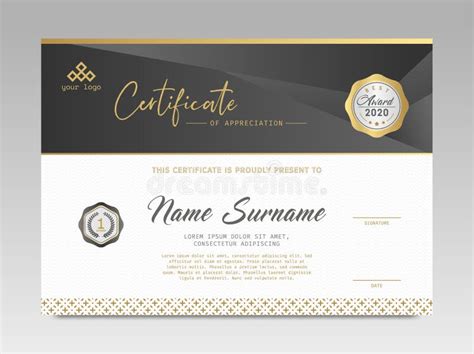 Modern Design Certificate Black And Gold Certificate Template Awards