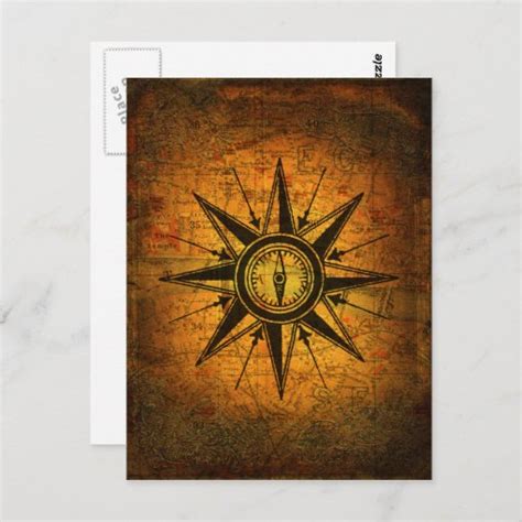 Antique Compass Rose Postcard Zazzle