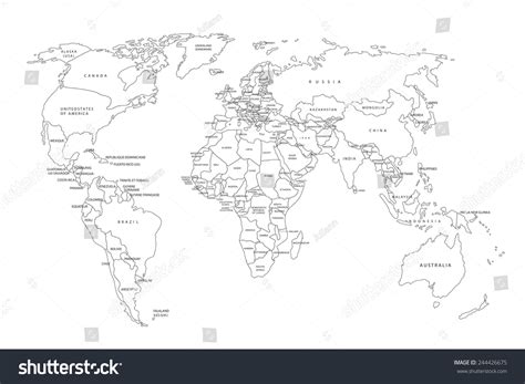 World Map Black And White Labeled Printable