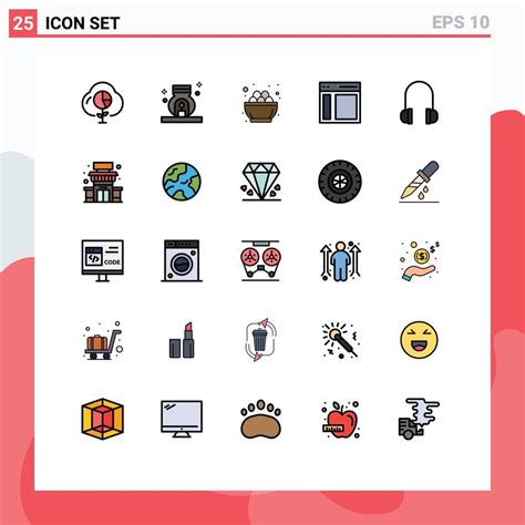 25 Filled Line Flat Color Concept For Websites Mobile And Apps Sidebar Interface Spa