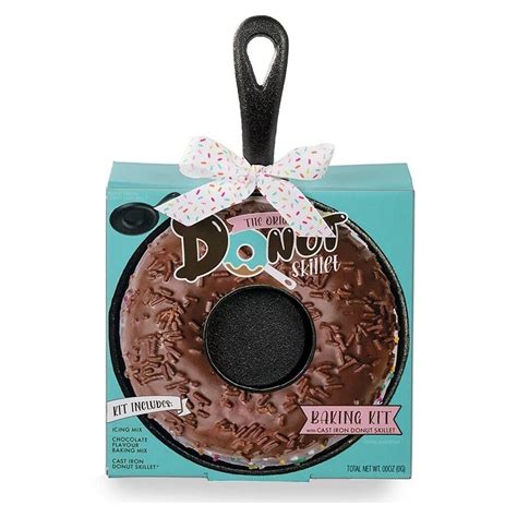 The Original Donut Skillet Kit Includes 55 Cast Iron Chocolate Donut Mix