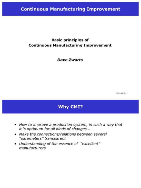 Principles Of Continous Manufacturing Improvement Pdf