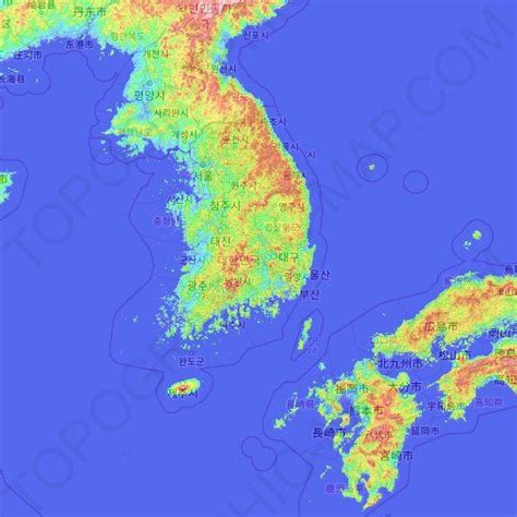 South Korea Topographic Map Elevation Relief