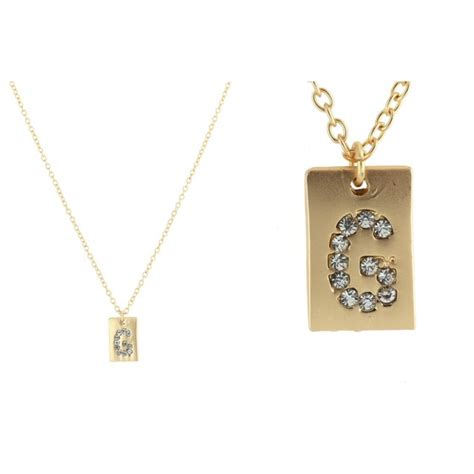 Crystal Rectangle Initial Necklace Bellechic
