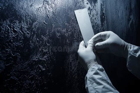 A Tool For Mixing Construction Blends In White Liquid Putty Against