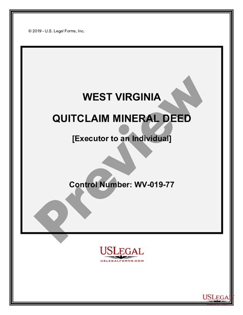 West Virginia Quitclaim Mineral Deed Wv Executor Us Legal Forms