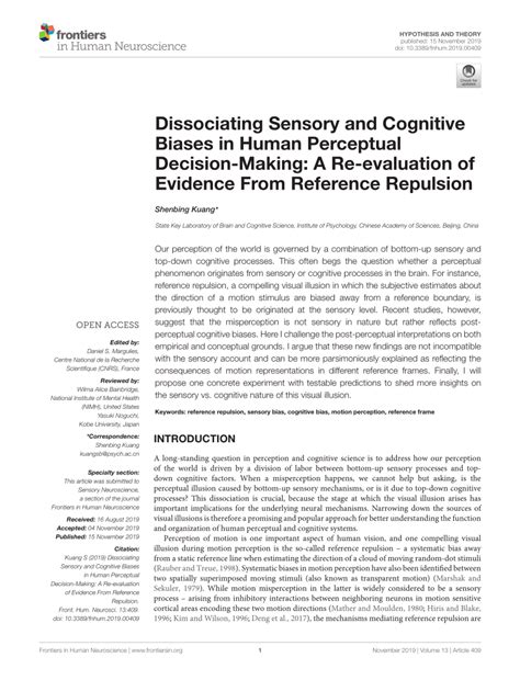 Pdf Dissociating Sensory And Cognitive Biases In Human Perceptual