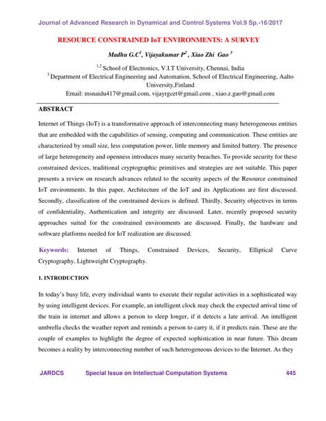 Pdf Resource Constrained Iot Environments A Survey