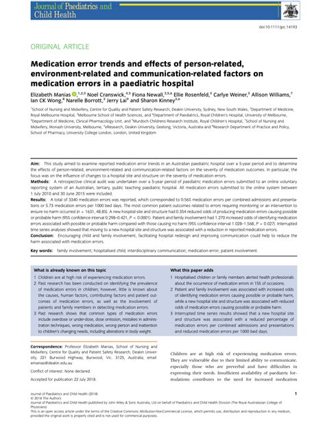 Pdf Medication Error Trends And Effects Of Person Related