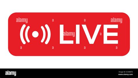 Live Stream Icon Red Live Streaming Button Icon With Broadcast Signal