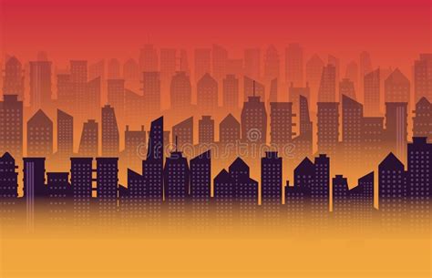 Building City Town On Gradient Background Stock Vector Illustration