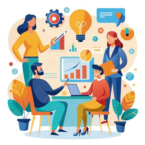 Teamwork Drives Growth Innovation With Data Analysis Premium Ai Generated Vector