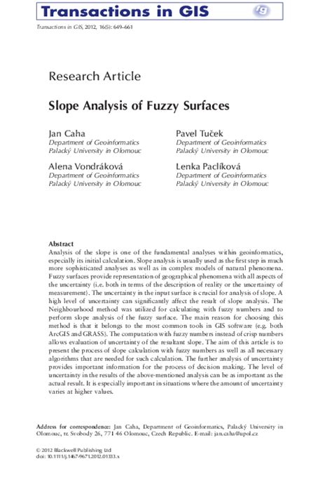 Pdf Slope Analysis Of Fuzzy Surfaces