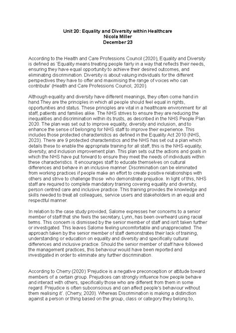 Unit 20 Equality And Diversity Within Healthcare Assignment Unit 20